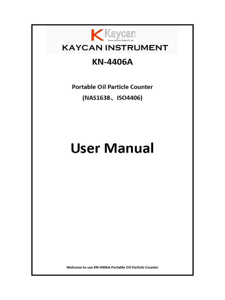 KN-4406A Portable Oil Particle Counter Manual | PDF | Calibration ...