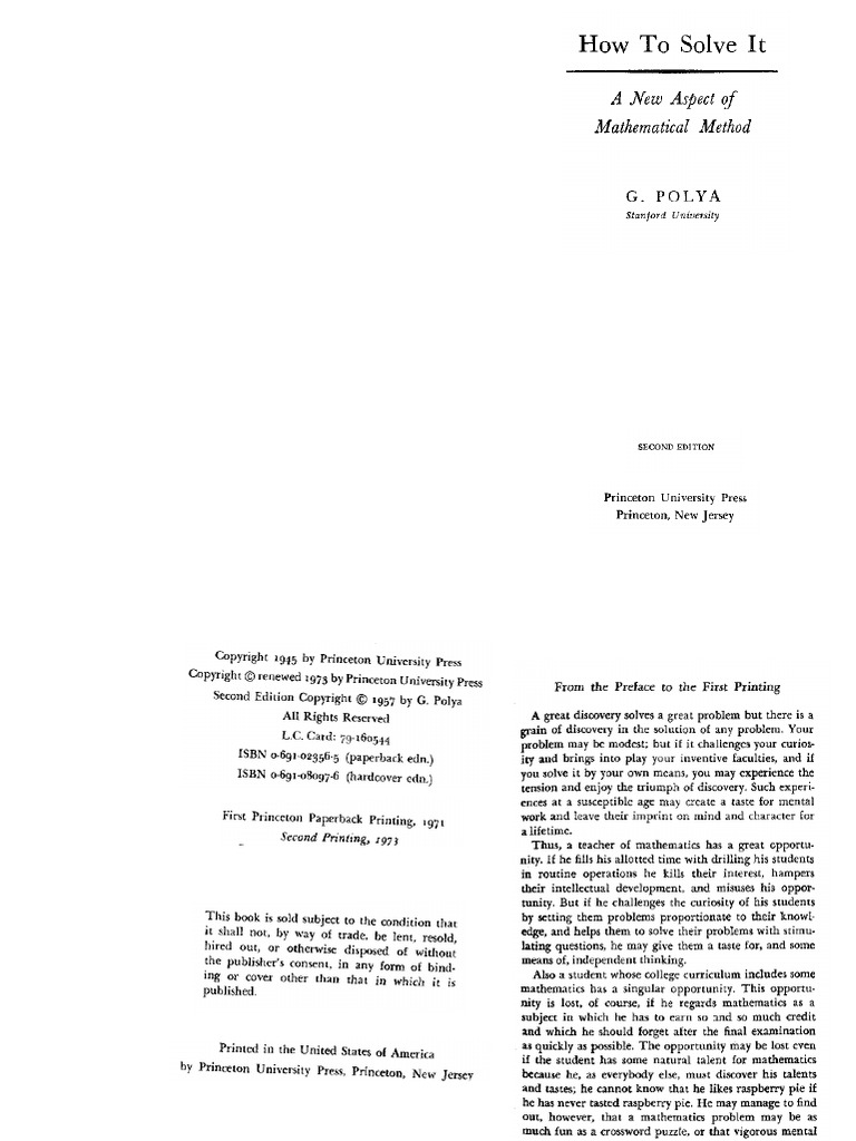 How To Solve It - George Polya - 1973 | PDF