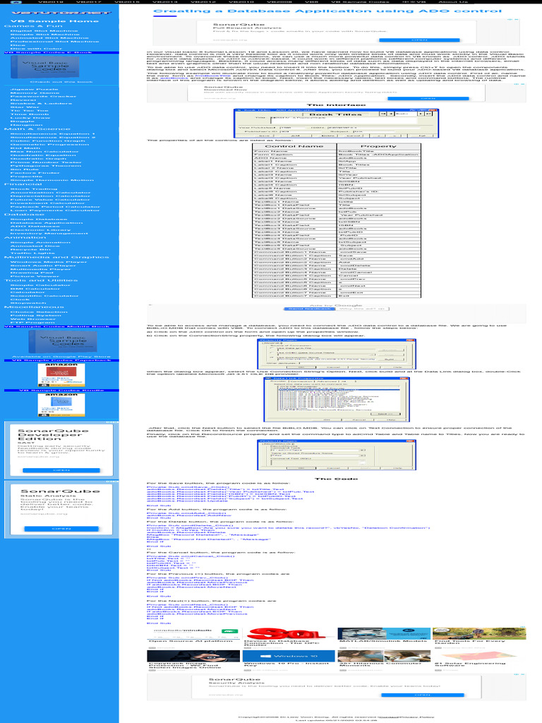 A Database Application Create Visual Basic ADO Control | PDF | Active X ...