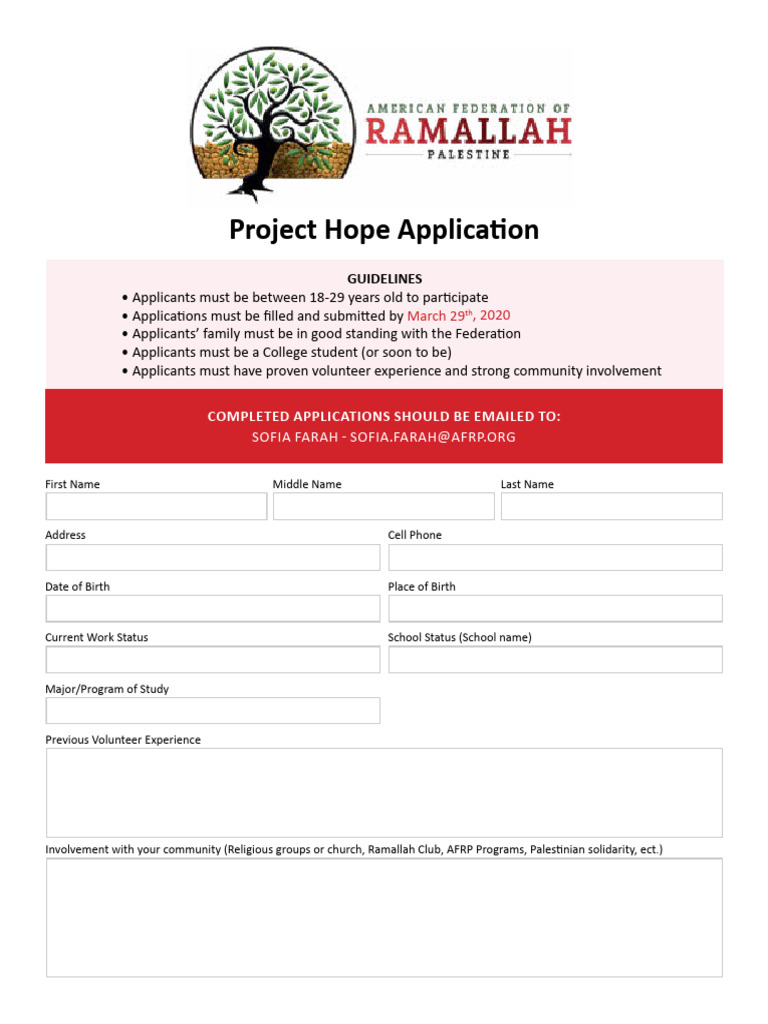 Project Hope Application Guidelines | PDF