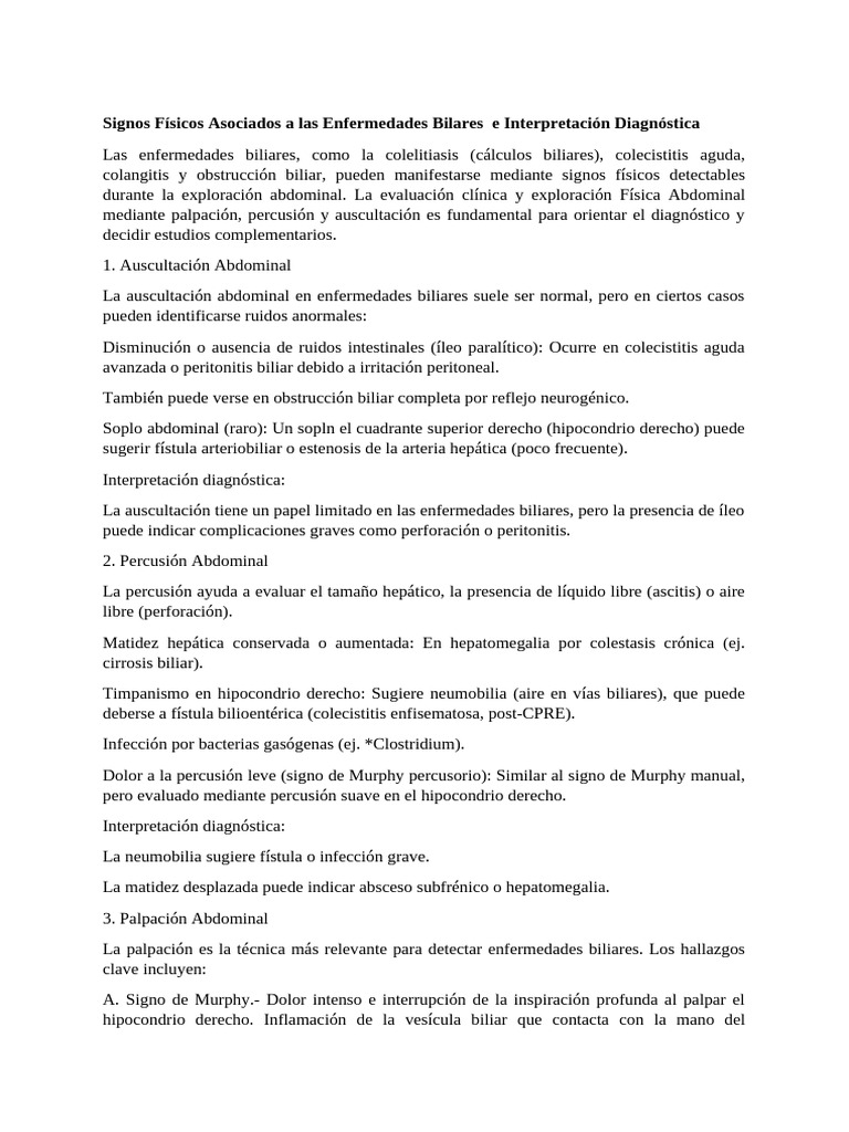 Signo de Murphy y Percusión Abdominal | PDF | Enfermedades y trastornos ...