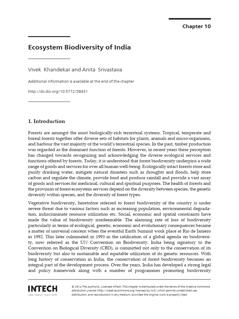 Ecosystem Biodiversity India | PDF | Biodiversity | Forests