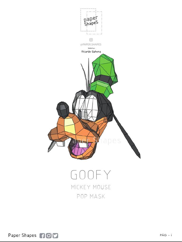 Máscara Pop de Goofy en Papercraft | PDF