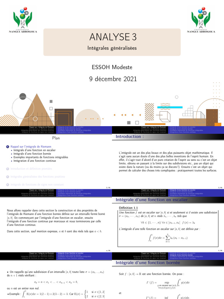 Intégrales généralisées et Riemann | PDF | Intégral | Fonction ...