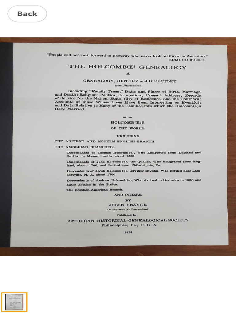 A Genealogy, History and Directory of The Holcomb (E) S of The World ...