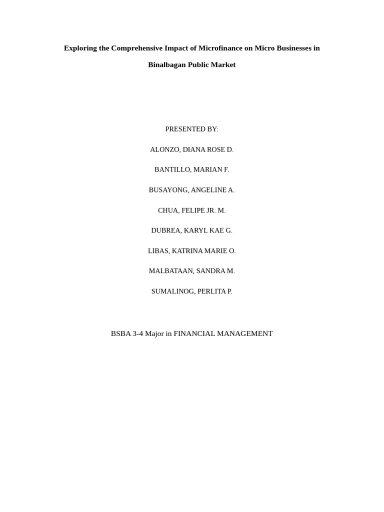 Impact of Microfinance on Binalbagan Micro Businesses | PDF ...