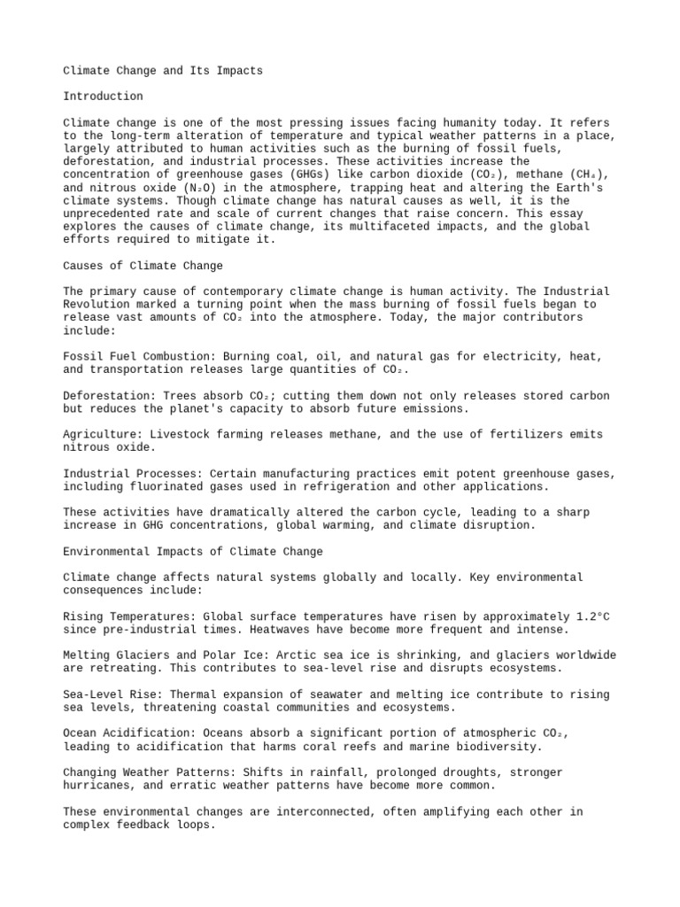 The Impact Od Climate Change To Evironment | PDF | Climate Change ...