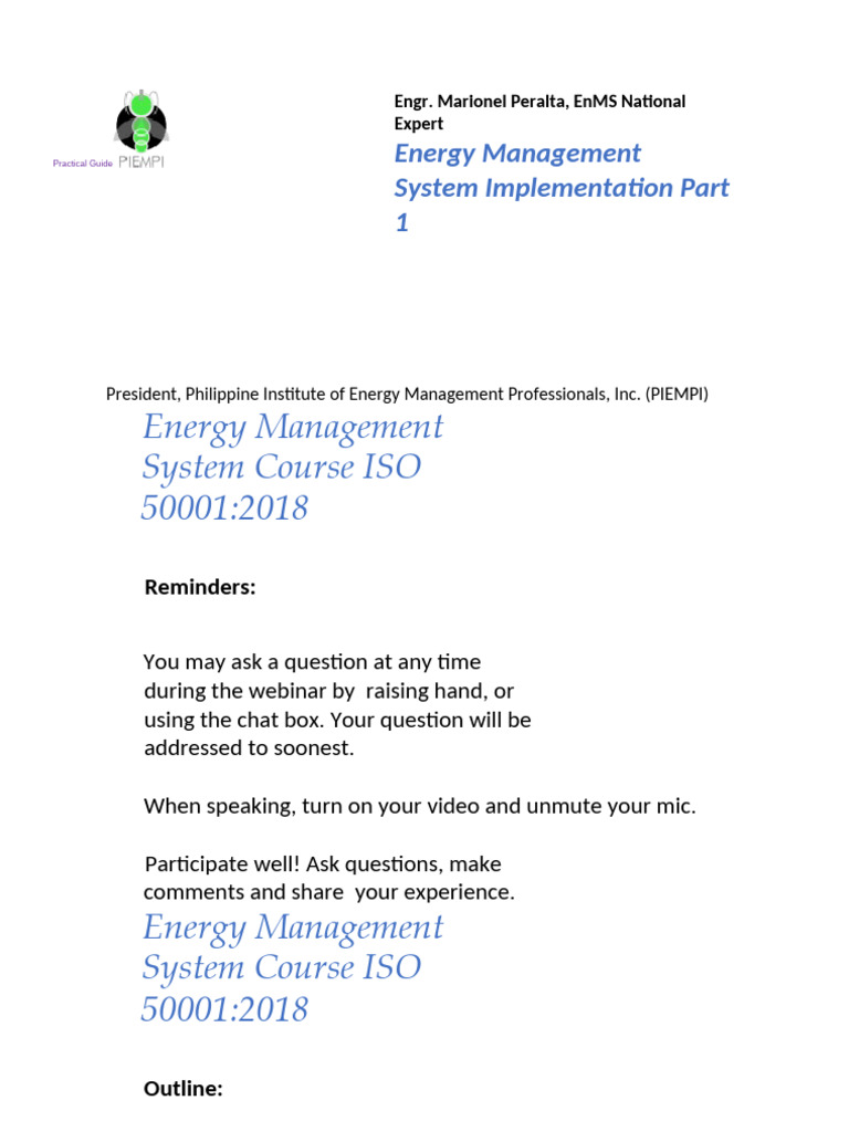 MPP - MPA EnMS Training Part 1 Jan 2024 v2 | PDF | Energy Management | Energy Conservation