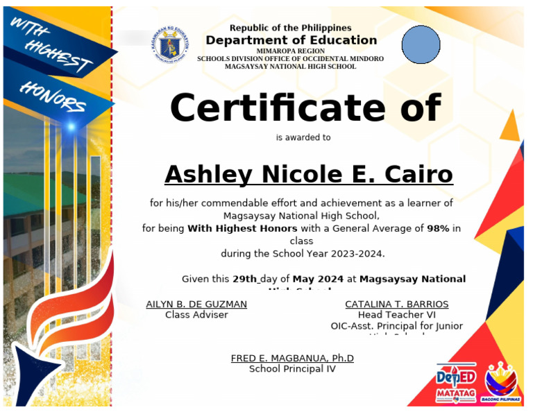 With Highest Honors Template | PDF