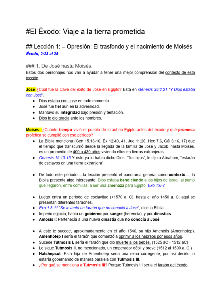 El Exodo Pdf Libro Del éxodo Moisés
