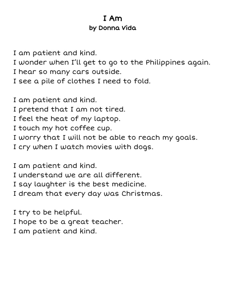 I Am Poem Example | PDF