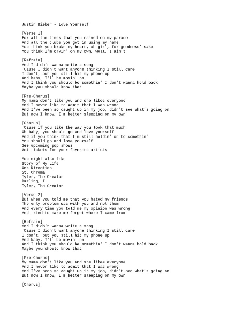 Justin Bieber - Love Yourself | PDF