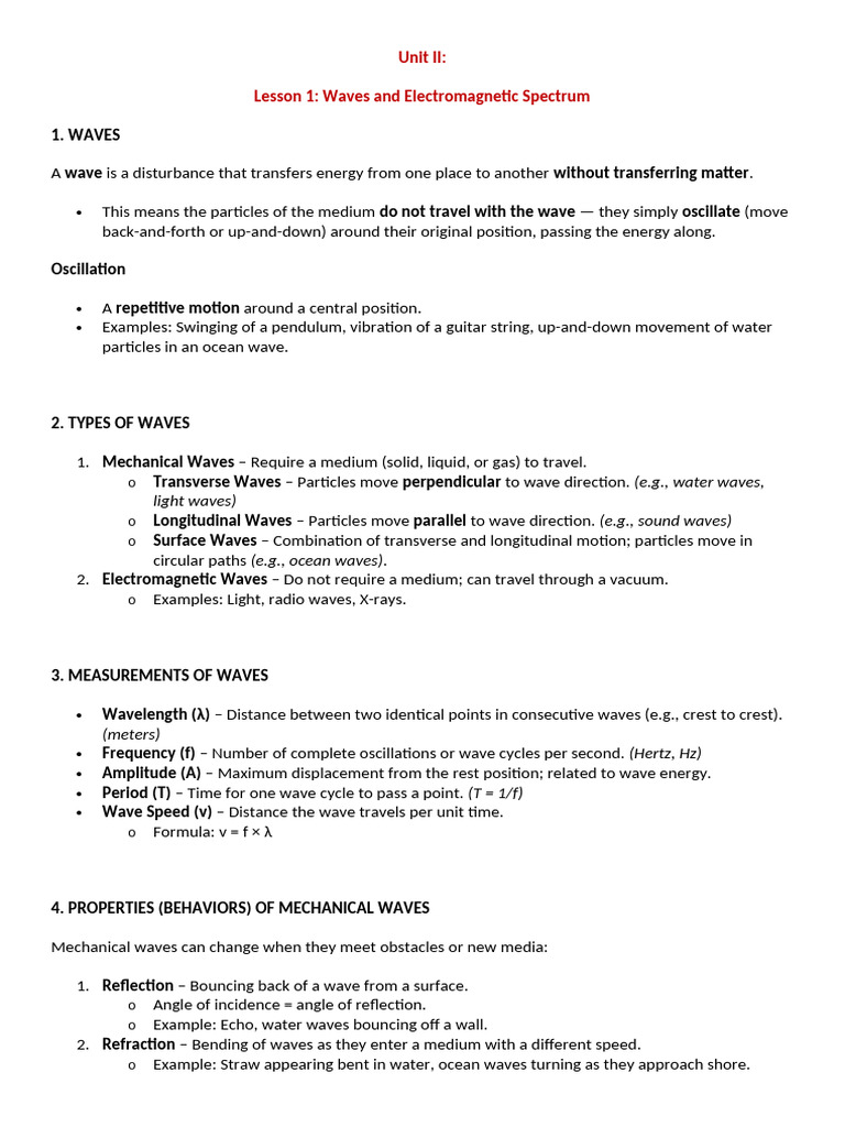 Quarter 2_Lesson 1 - Waves | PDF | Waves | Electromagnetic Radiation
