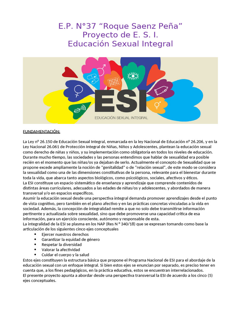 Proyecto Esi | PDF | Educación sexual | Mujer