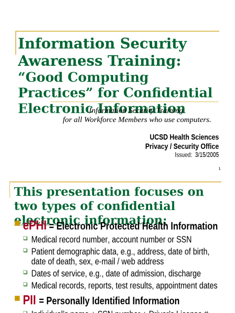 PowerPoint 2b. HIPAA Security Awareness Training | PDF | Backup | Information Security
