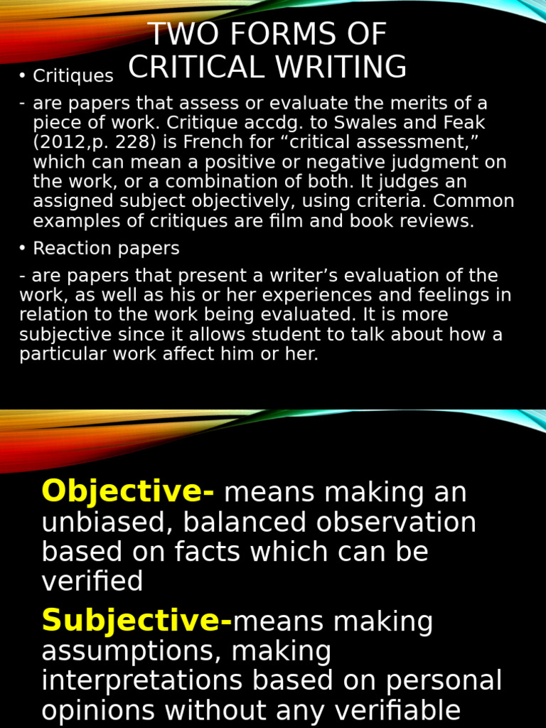 The Content and Structure of The Critique | PDF | Evaluation ...