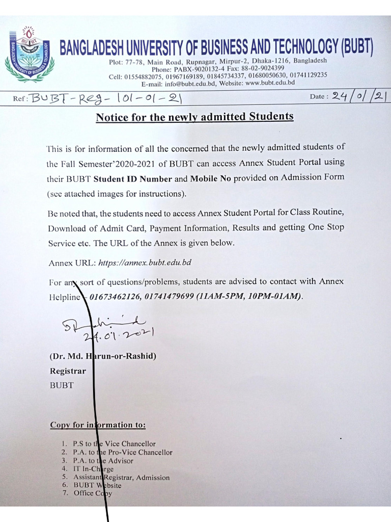 Notice For The Freshers About Annex ID | PDF