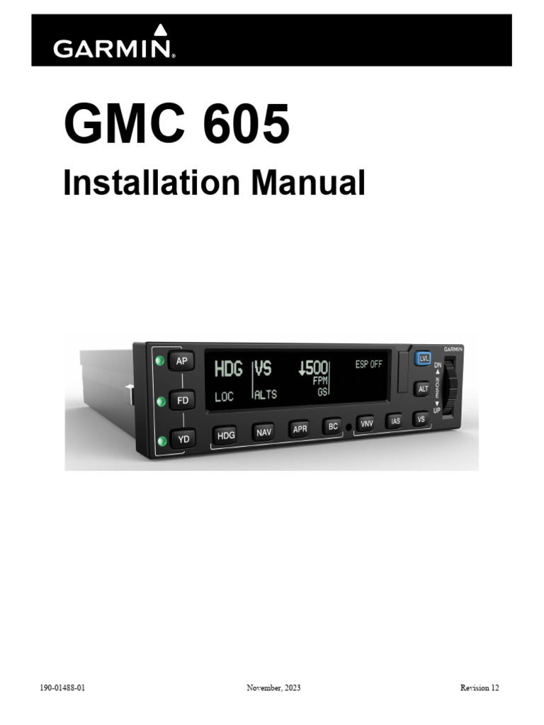 GMC 605 Installation Manual Rev. 12 | PDF | Aviation