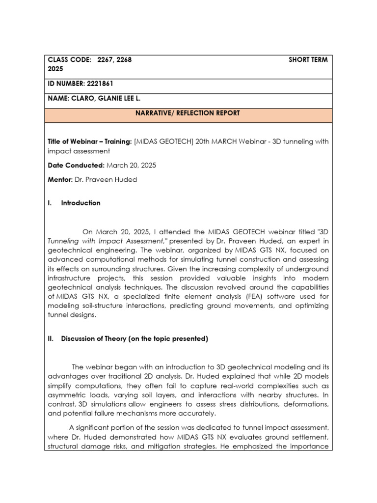 Monthly Report Template | PDF | Simulation | Geotechnical Engineering