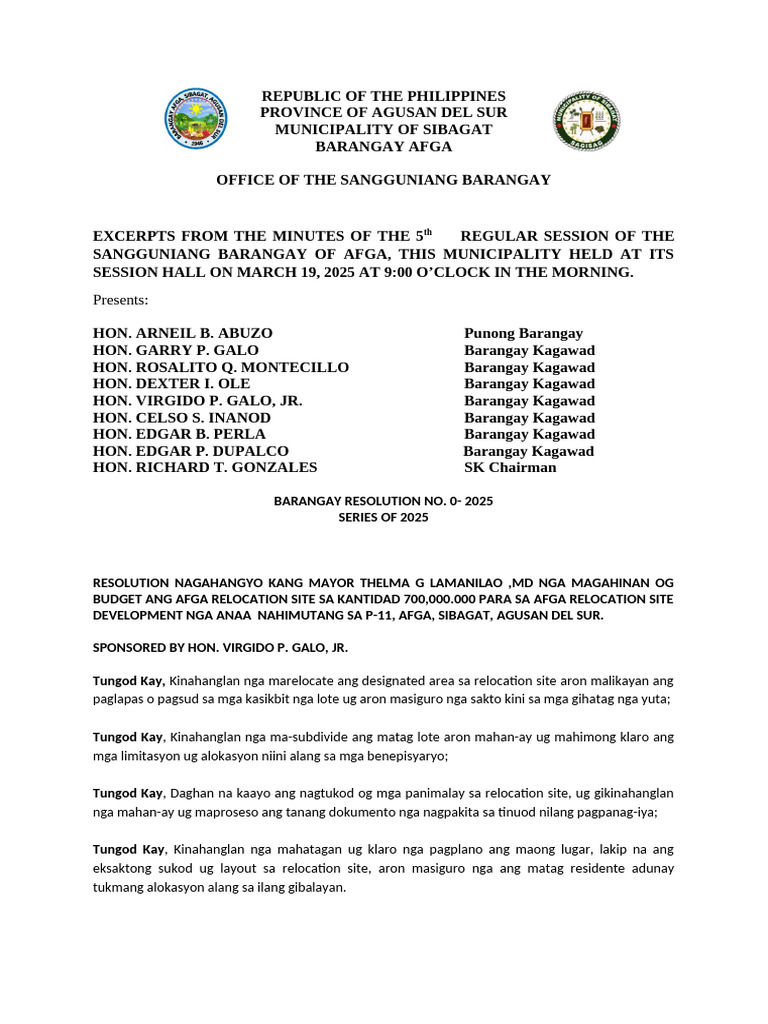 Resolution # 1 Relocation Site | PDF