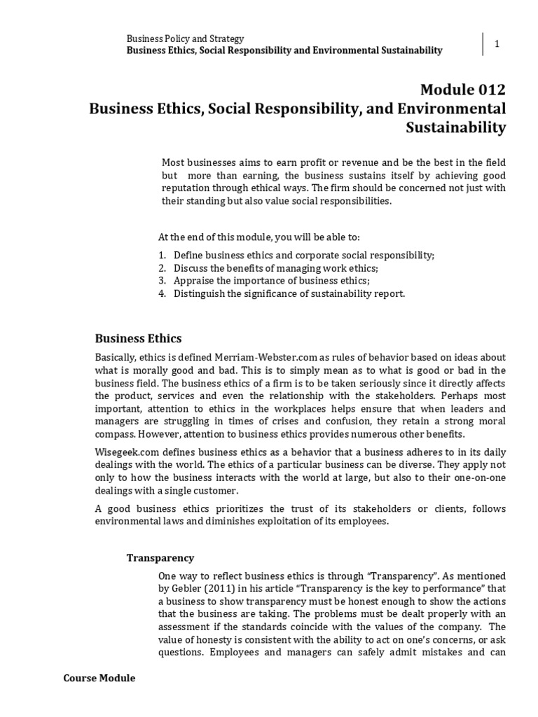 Business Ethics and Social Responsibility | PDF | Business Ethics ...