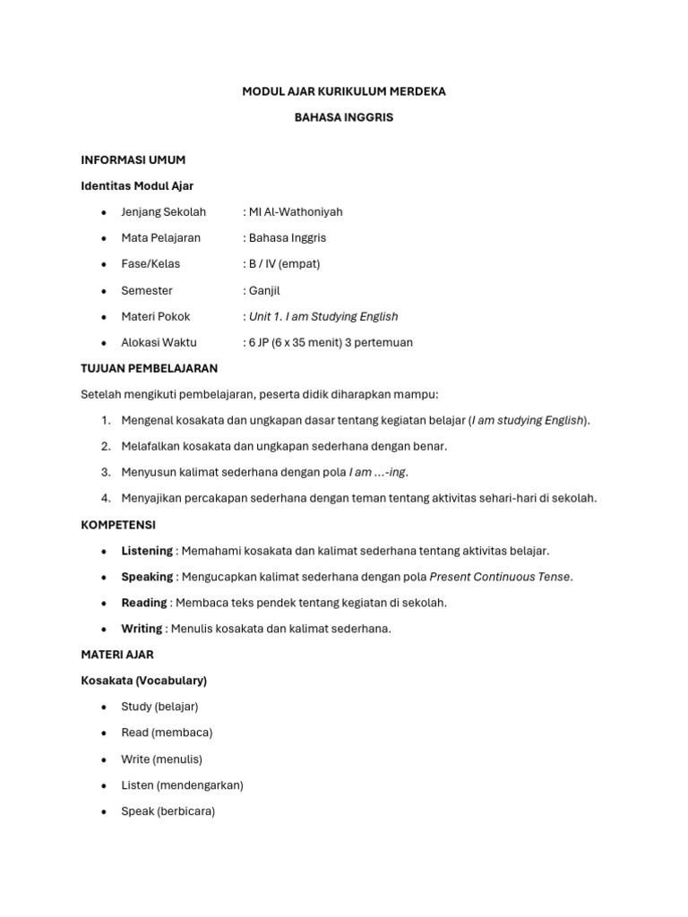 Modul Ajar Kumer Ganjil 2023-2024 | PDF
