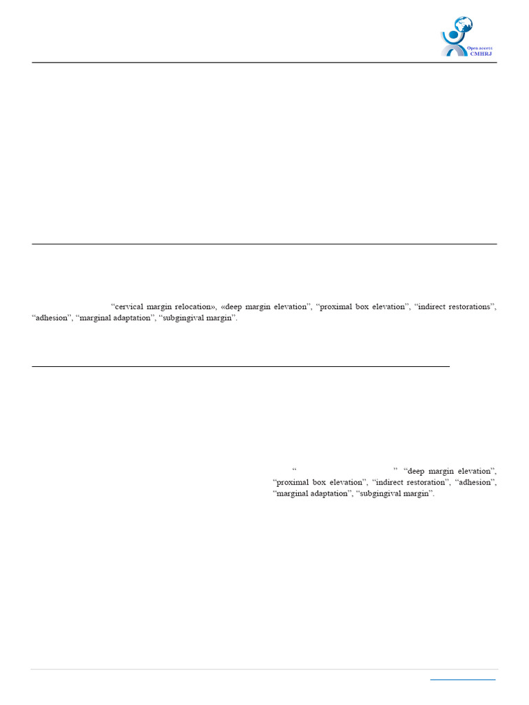 Cervical Margin Relocation in Dentistry | PDF | Dental Composite ...
