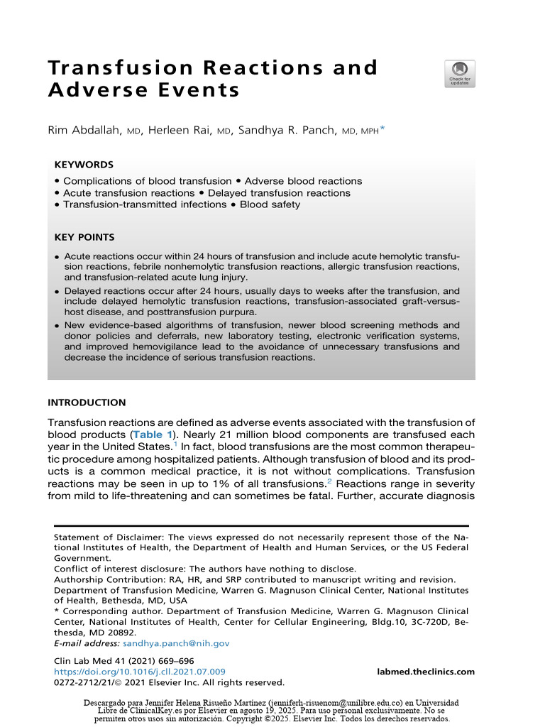 Transfusion Reactions and Adverse Events | PDF | Blood Transfusion ...