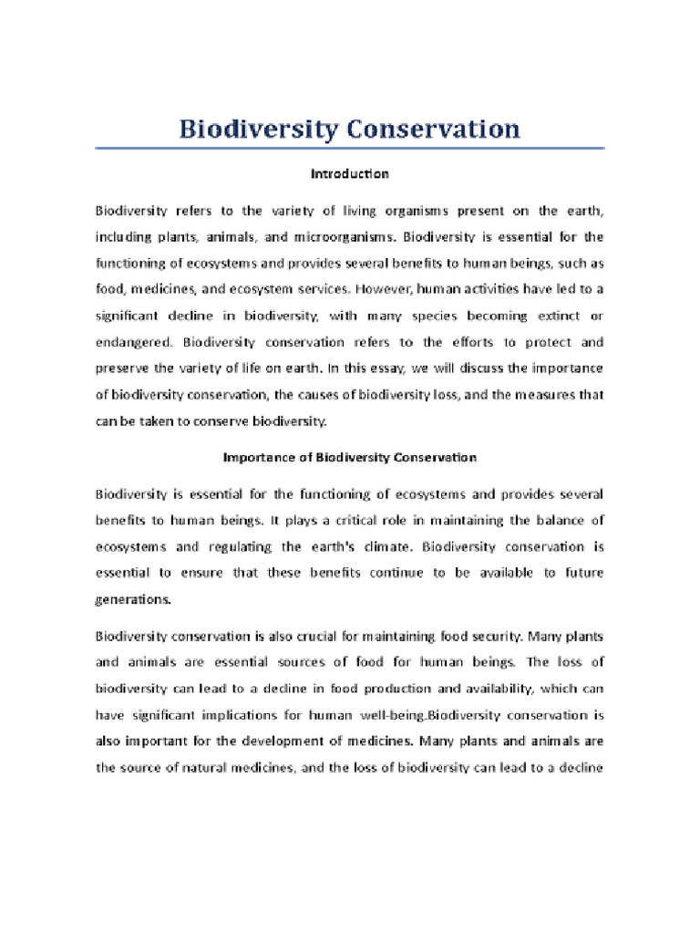 Biodiversity Conservation Intro PDF | PDF