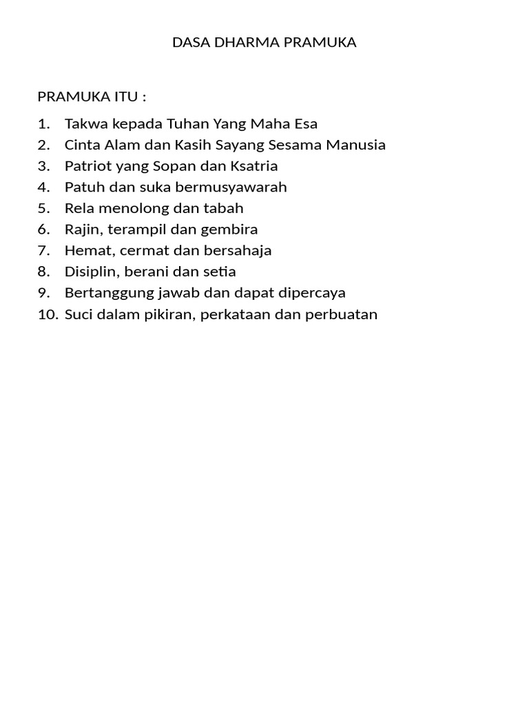 Dasa Dharma Pramuka | PDF