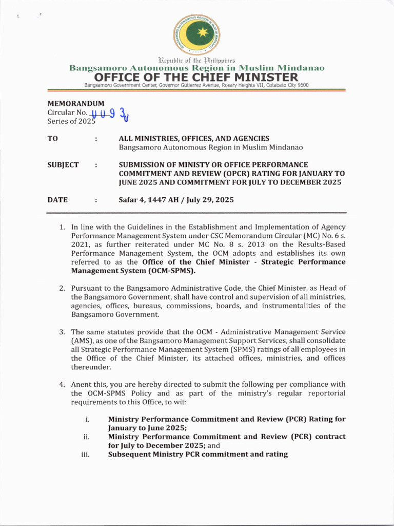 Memorandum Circular No. 0093 S. 2025 | PDF