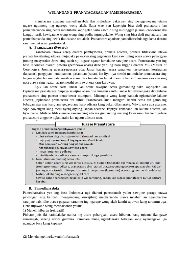Bab 2 Pranatacara Kelas Xi | PDF