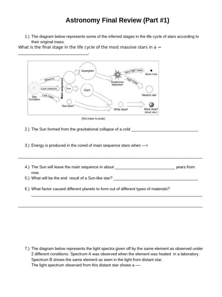 Astronomy Final Review (Part #1) 2023 | PDF | Stars | Sun