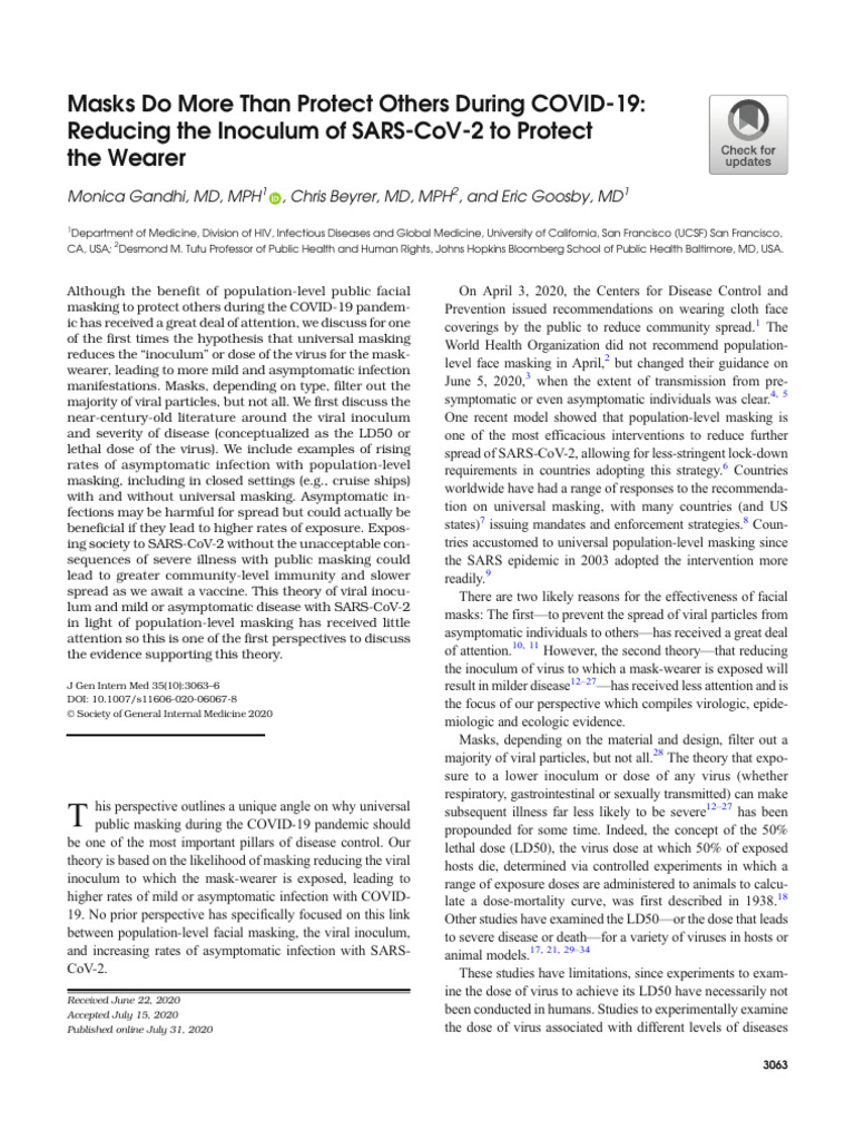 Masks Do More Than Protect Others During COVID-19 - Reducing The ...
