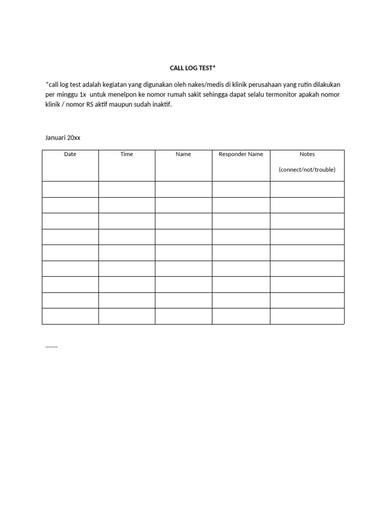 Call Log Test Example-Wps Office | PDF