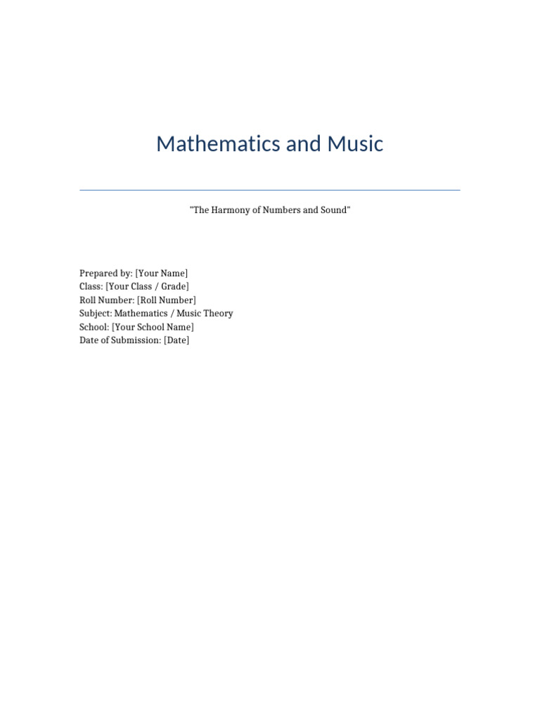 Mathematics and Music Project | PDF | Mathematics | Musicology