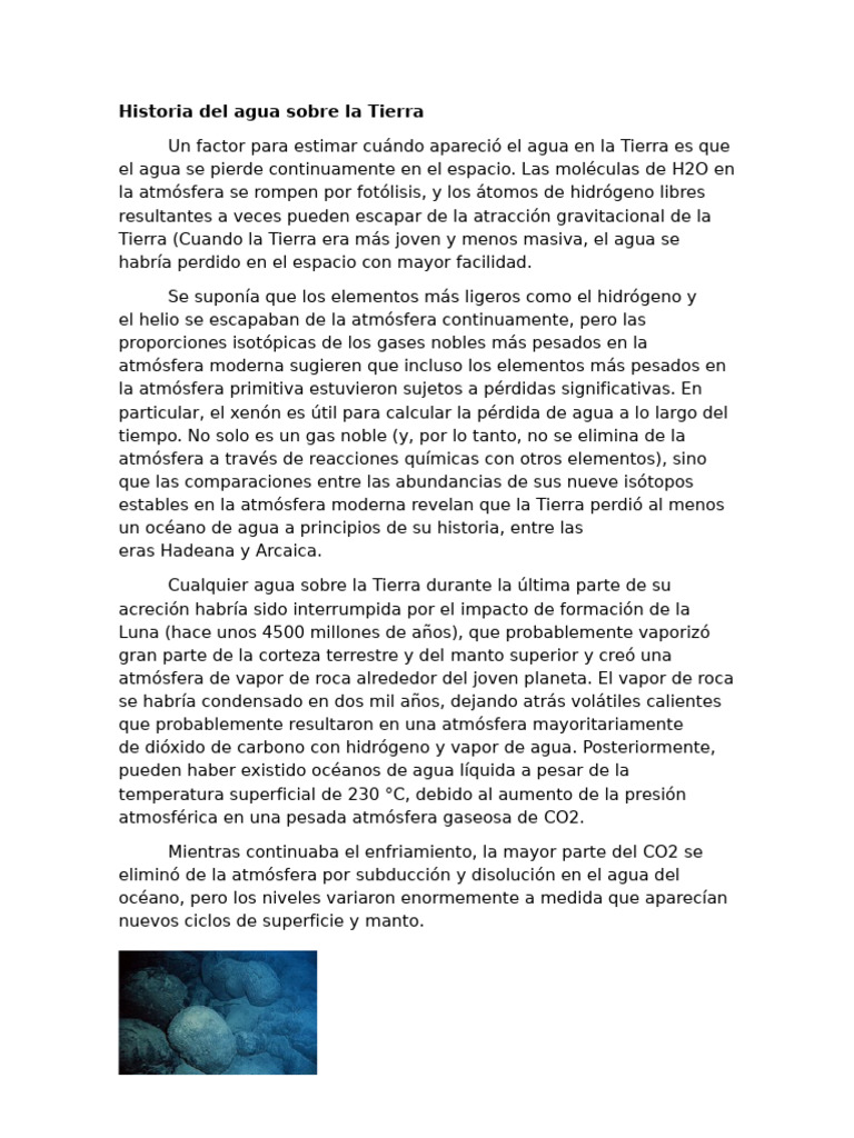 Historia Del Agua Sobre La Tierra | PDF | Tierra | Agua