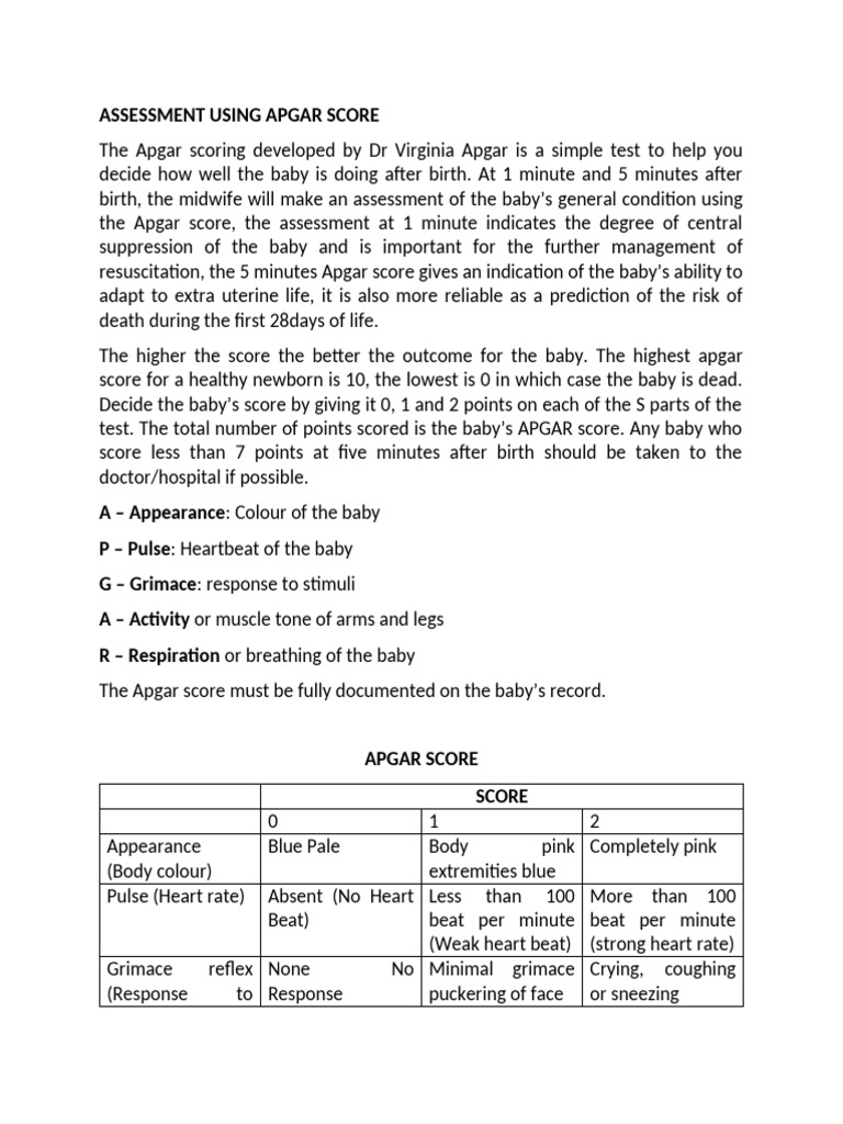Understanding the Apgar Score | PDF