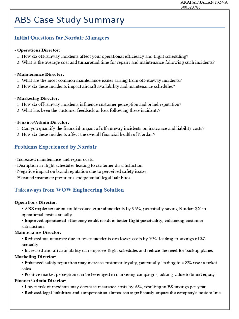 ABS Case Study Summary | PDF