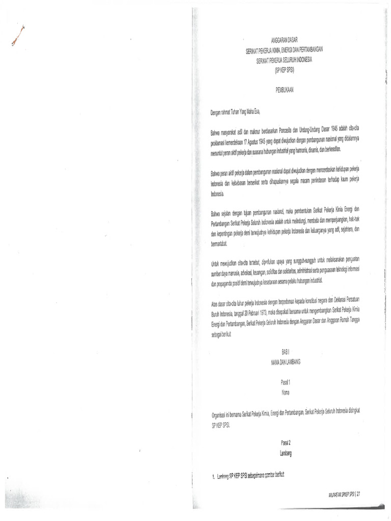 Contoh ADART Serikat Pekerja | PDF