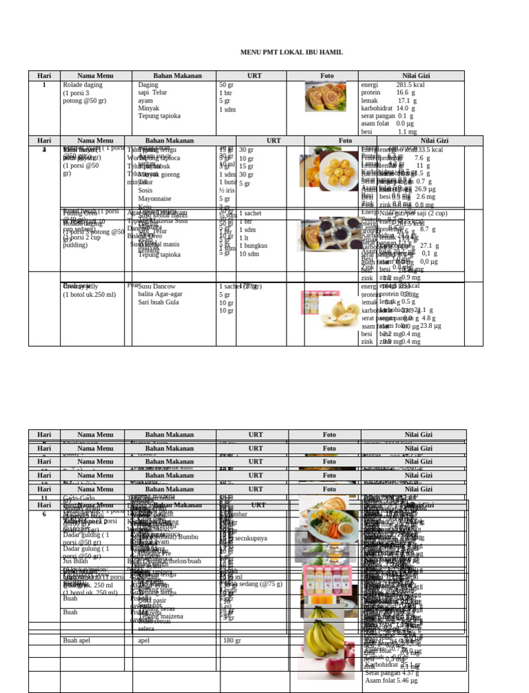 Menu PMT Sehat untuk Ibu Hamil | PDF