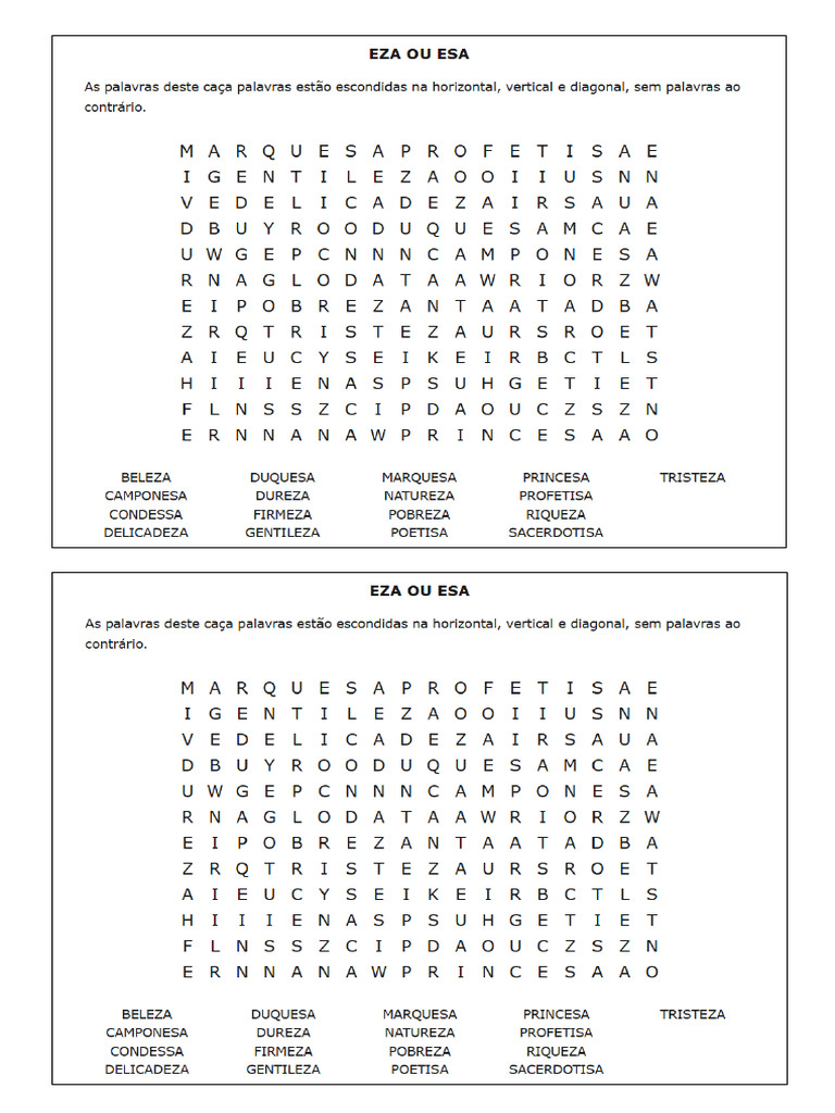 Caça-Palavras Esa-Eza | PDF