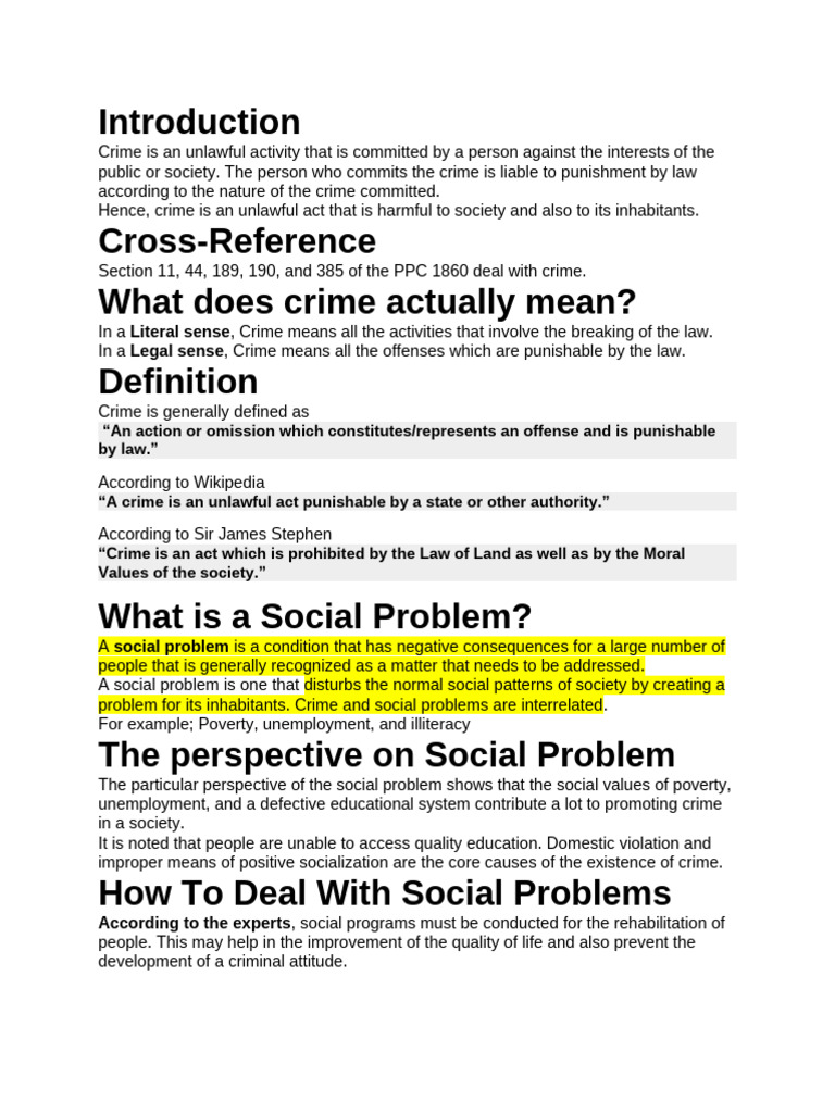 Crime as a Social Problem Explained | PDF | Crimes | Crime & Violence