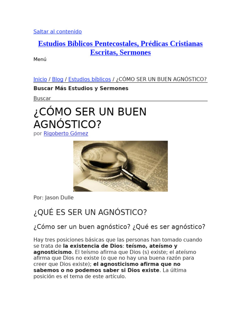 Cómo ser un buen agnóstico | PDF | Agnosticismo | Dios