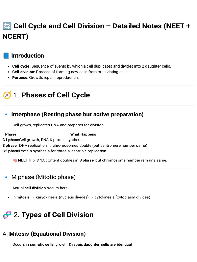 Cell Cycle and Cell Division | PDF | Meiosis | Mitosis