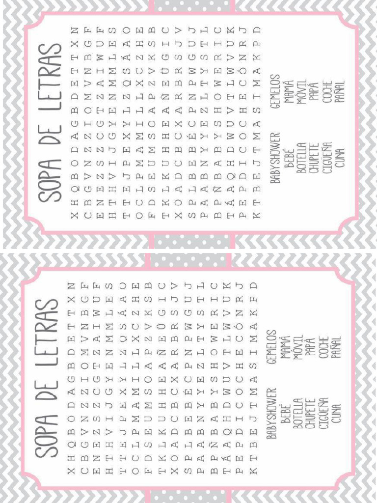 Sopa de Letras Baby Shower | PDF
