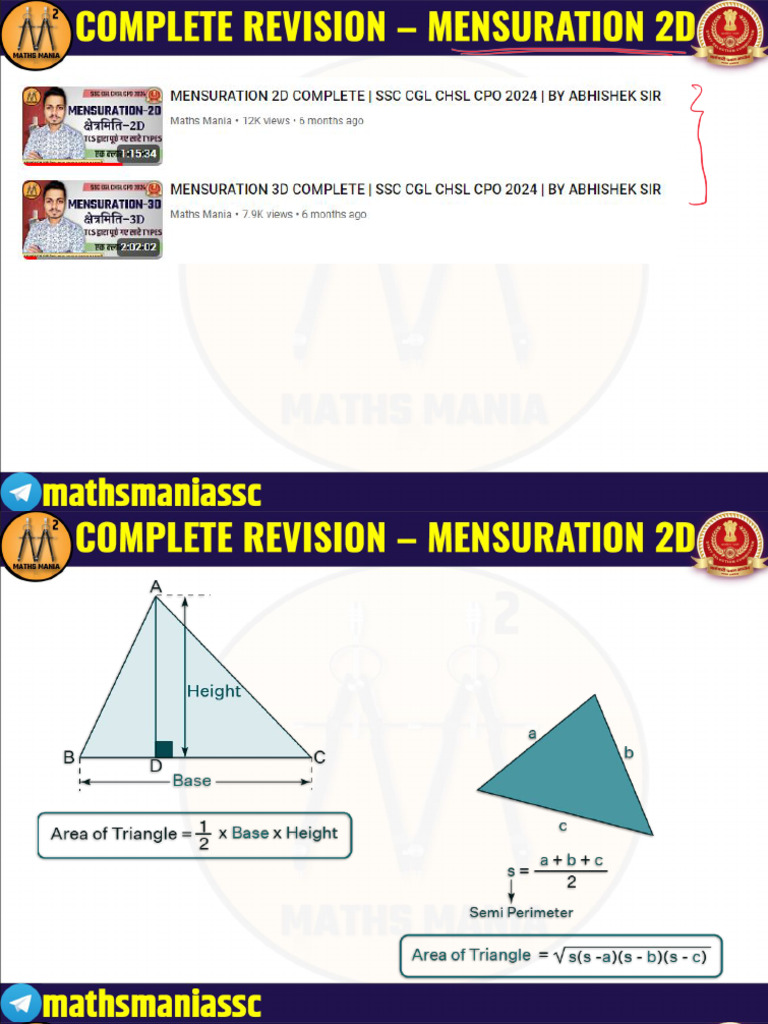 Mensuration 2d Revision | PDF