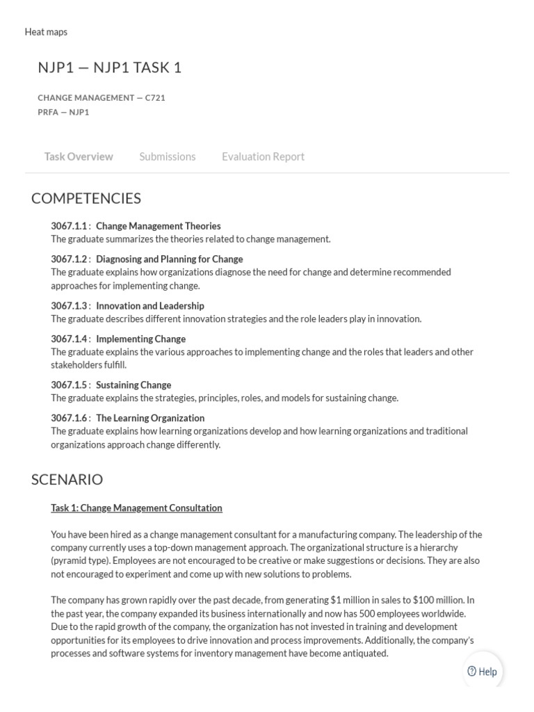 c721 Change Management Task 1 | PDF | Change Management | Leadership