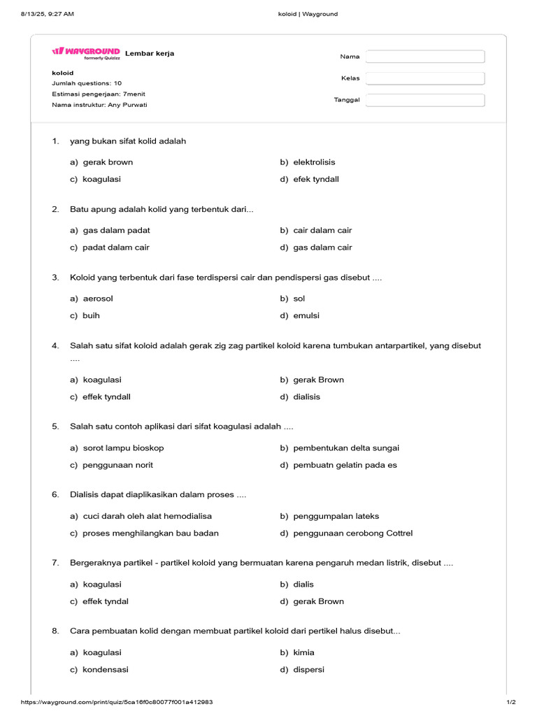 koloid _ Wayground | PDF