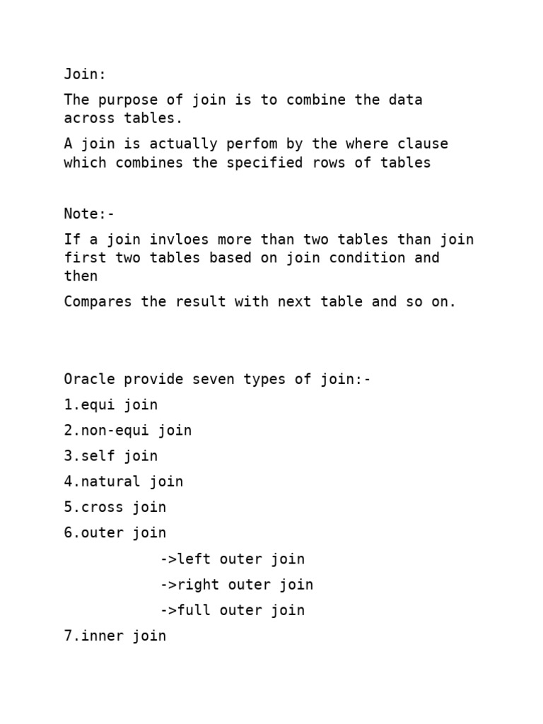 Understanding SQL Joins in Oracle | PDF